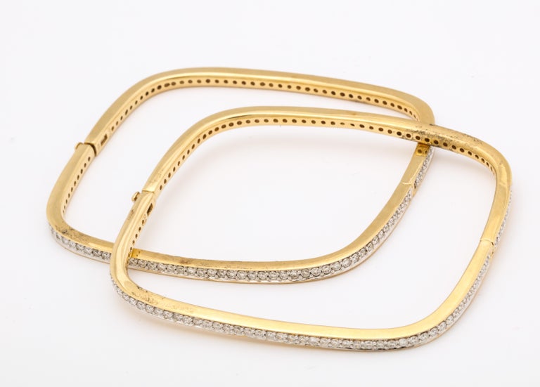 Pair of Square-Shape Diamond Bangle Bracelets at 1stDibs | square shape ...