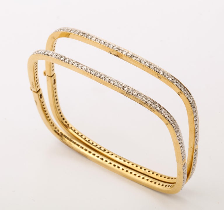 Pair of Square-Shape Diamond Bangle Bracelets at 1stDibs | square shape ...