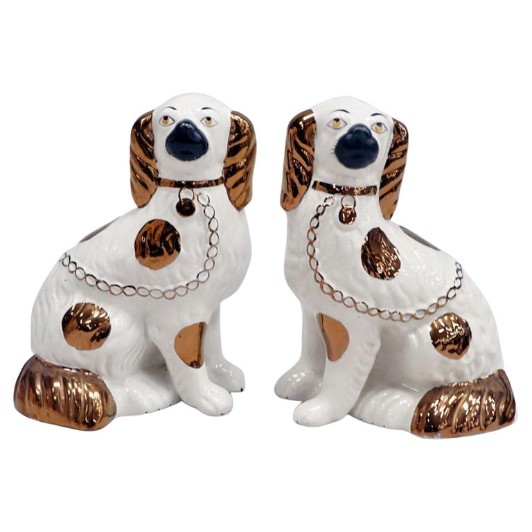 Pair of Staffordshire Copper Lustre Dogs with Separated Legs For Sale ...