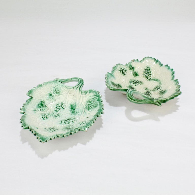 Pair of Staffordshire Pearlware Green Border Leaf Form Pickle Dishes at ...
