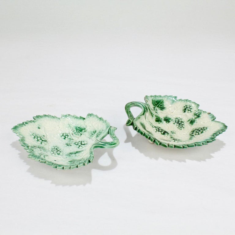 Pair of Staffordshire Pearlware Green Border Leaf Form Pickle Dishes at ...
