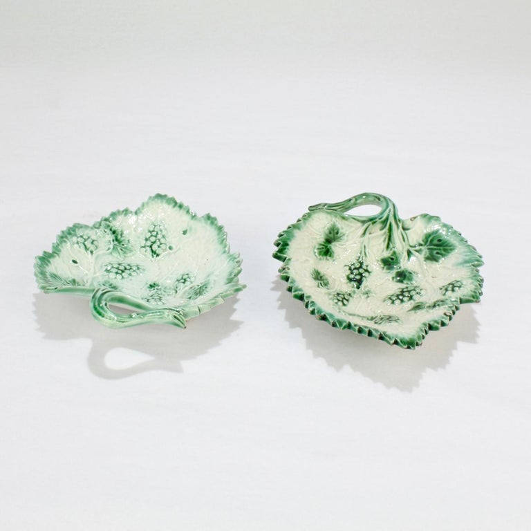 Pair of Staffordshire Pearlware Green Border Leaf Form Pickle Dishes at ...