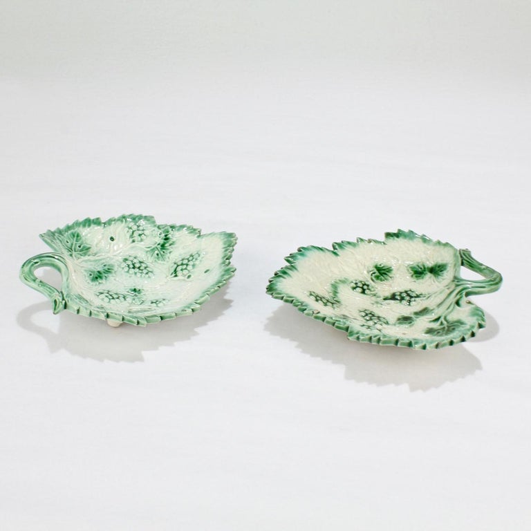 Pair of Staffordshire Pearlware Green Border Leaf Form Pickle Dishes at ...