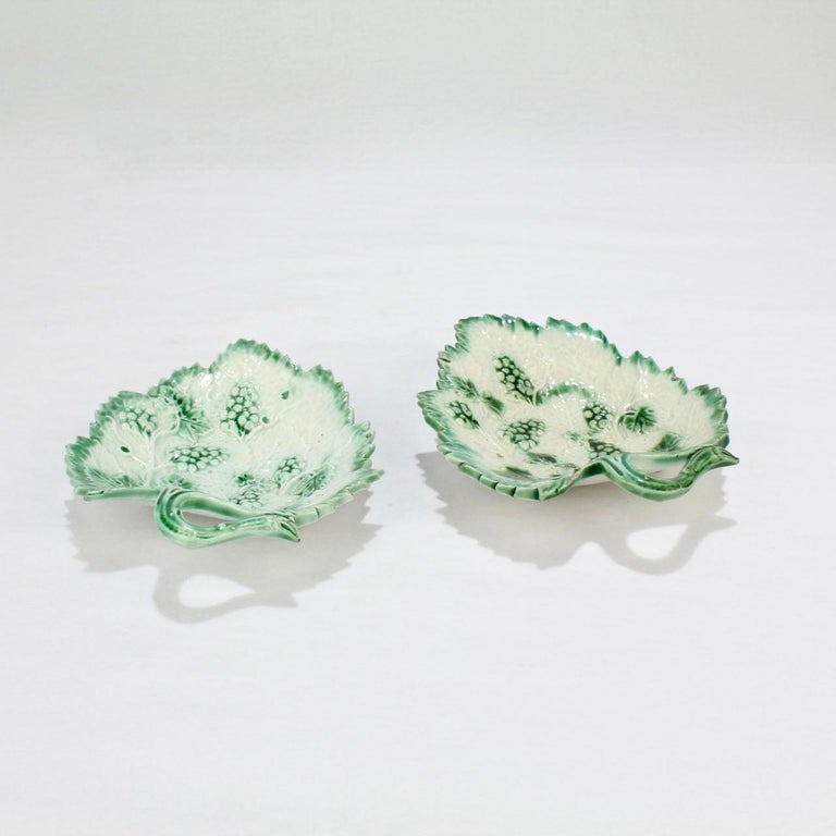 Pair of Staffordshire Pearlware Green Border Leaf Form Pickle Dishes at ...