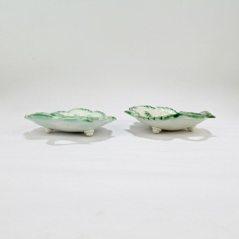 Pair of Staffordshire Pearlware Green Border Leaf Form Pickle Dishes at ...