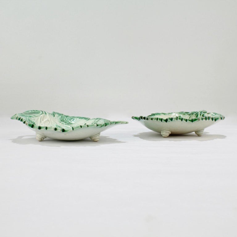 Pair of Staffordshire Pearlware Green Border Leaf Form Pickle Dishes at ...