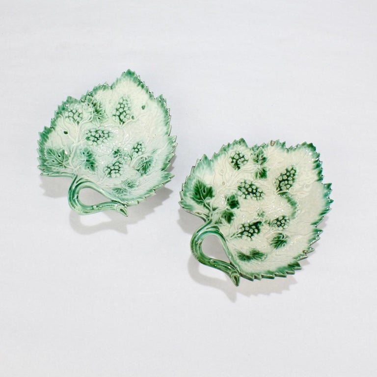 Pair of Staffordshire Pearlware Green Border Leaf Form Pickle Dishes at ...