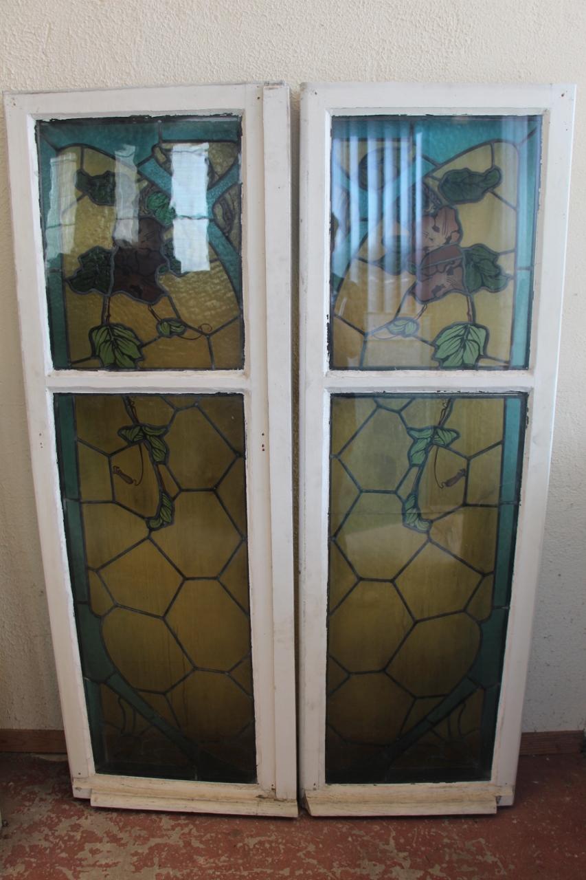 Pair of Stained Glass Jacques Gruber Art Nouveau at 1stDibs