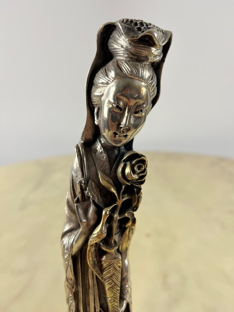 Pair of Statuettes of Japanese King and Queen Covered in 800 Silver ...