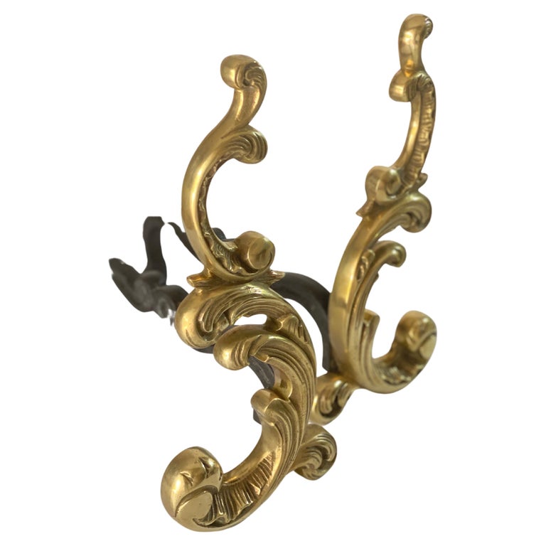 Pair of Steel and Bronze Andirons, Black and Gold Color, France 19th ...