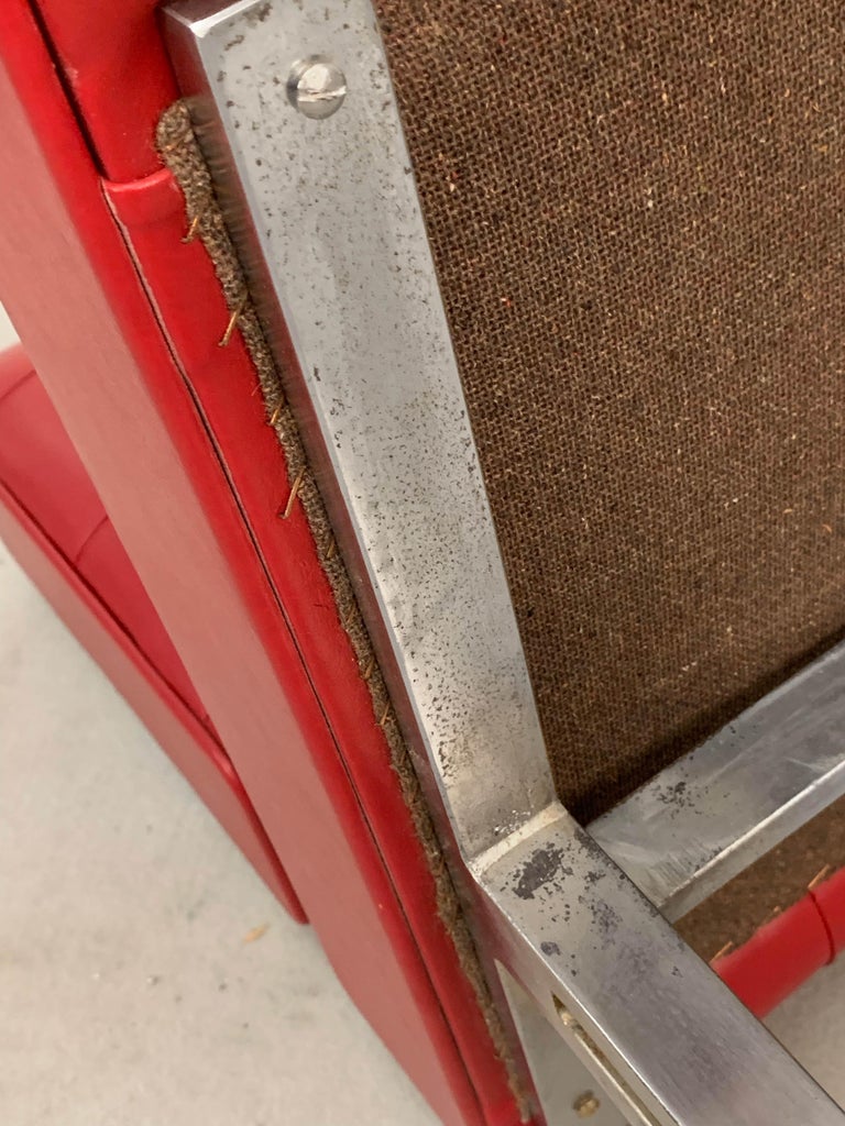 Pair of Steel Armchairs Skay Capitonne Red, Style Hausmann De Sede ...