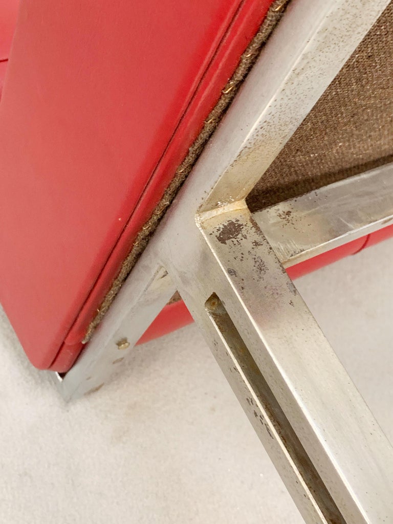 Pair of Steel Armchairs Skay Capitonne Red, Style Hausmann De Sede ...