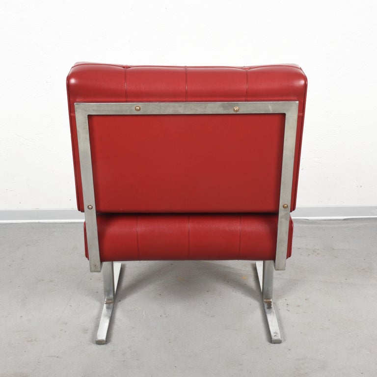 Pair of Steel Armchairs Skay Capitonne Red, Style Hausmann De Sede ...