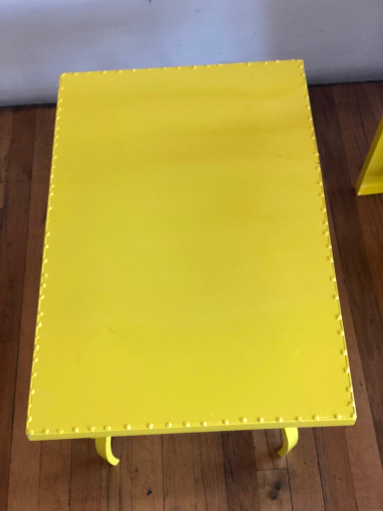 Pair of Steel Cocktail/ End Ribbon Tables Postmodern For Sale at 1stDibs