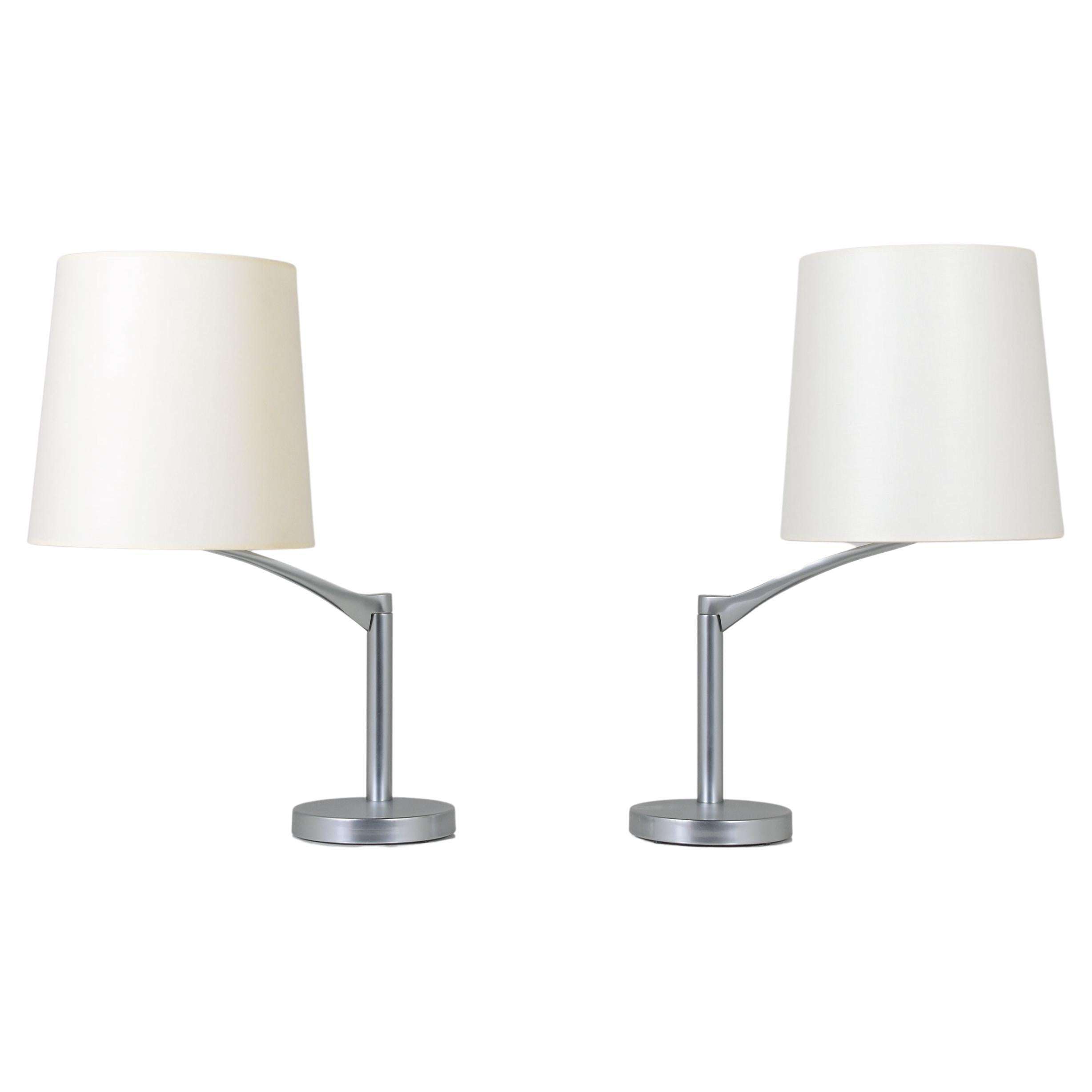 Pair of Steel Mid Century Table Lamps at 1stDibs
