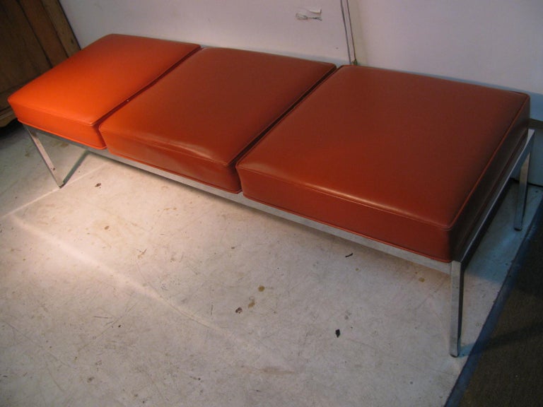 Pair of Steelcase Three-Seat Chrome Upholstered Bench Seat at 1stDibs ...