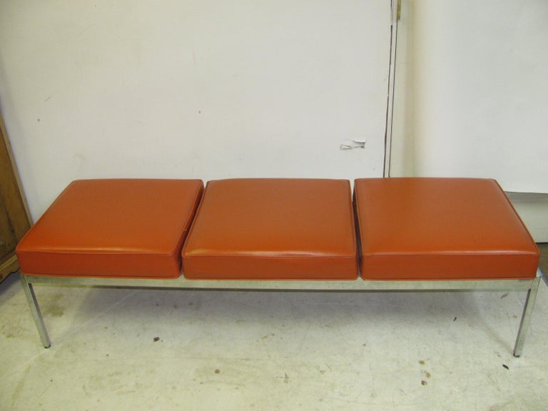 Pair of Steelcase Three-Seat Chrome Upholstered Bench Seat at 1stDibs ...