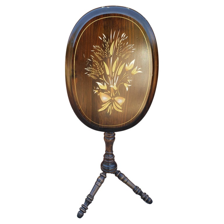 Pair of Stencil Decorated Tilt-Top Candle Stands For Sale at 1stDibs