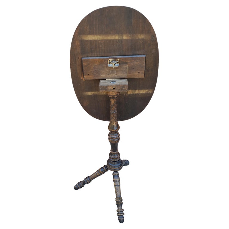 Pair of Stencil Decorated Tilt-Top Candle Stands For Sale at 1stDibs