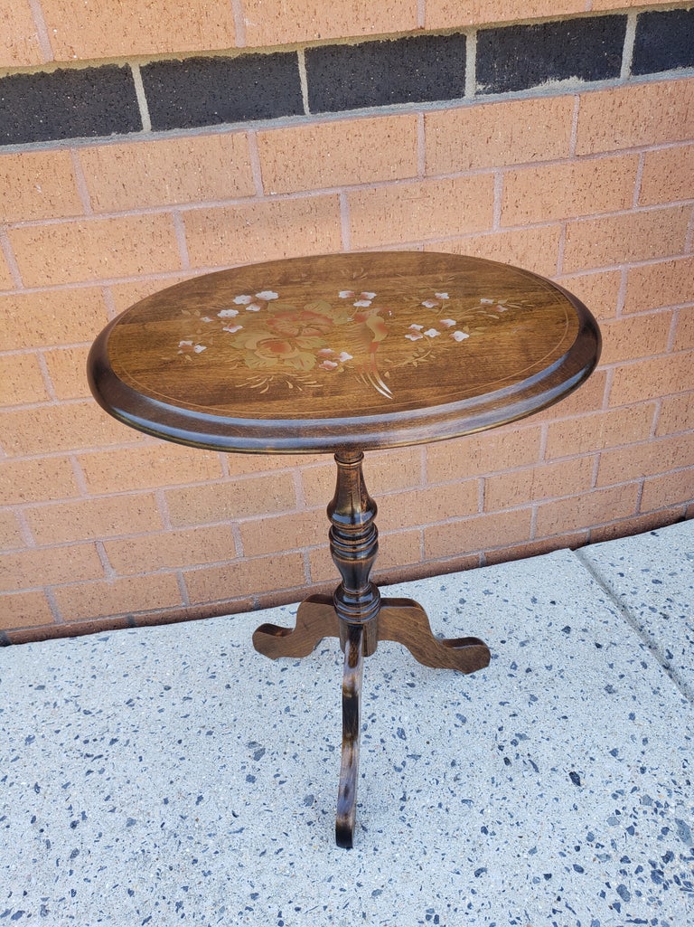 Pair of Stencil Decorated Tilt-Top Candle Stands For Sale at 1stDibs
