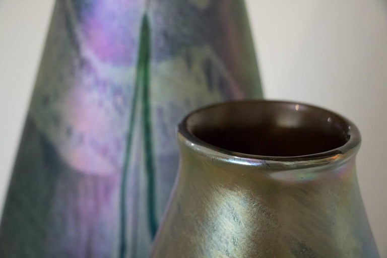 Pair of Stephen Fellerman Handblown Art Glass Vases Signed Numbered ...