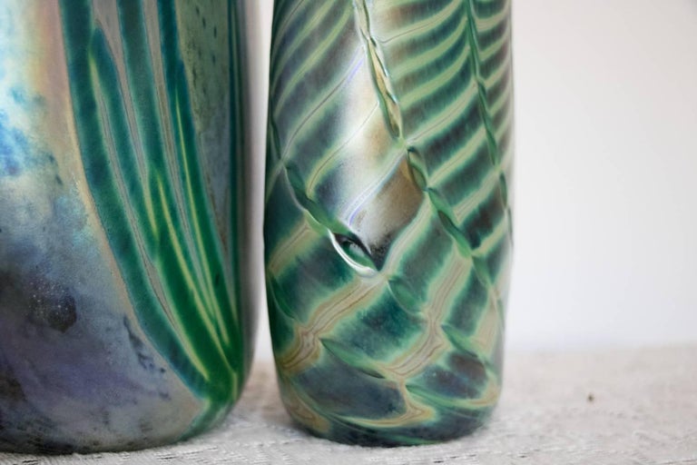 Pair of Stephen Fellerman Handblown Art Glass Vases Signed Numbered ...