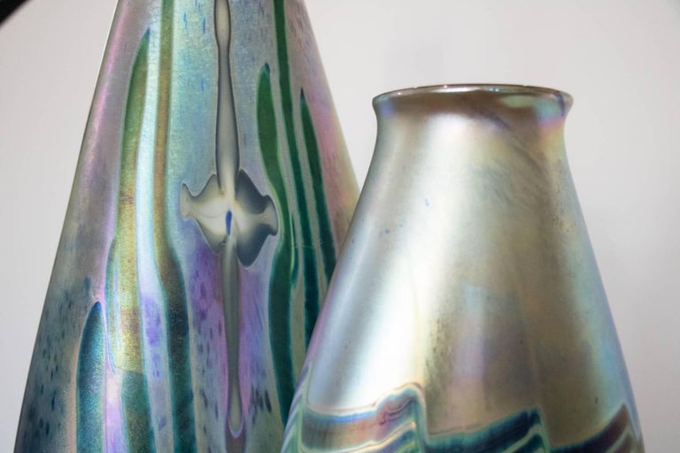 Pair of Stephen Fellerman Handblown Art Glass Vases Signed Numbered ...