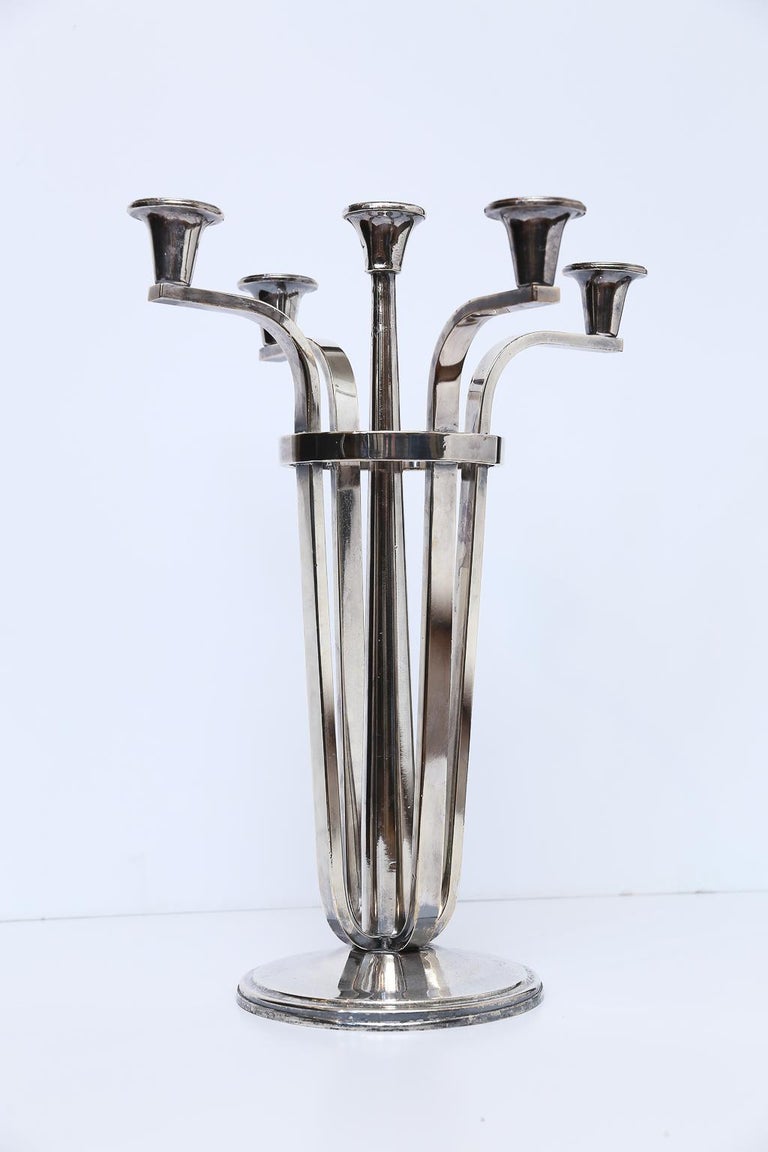 Pair of Sterling Silver Art Deco Candelabras at 1stDibs