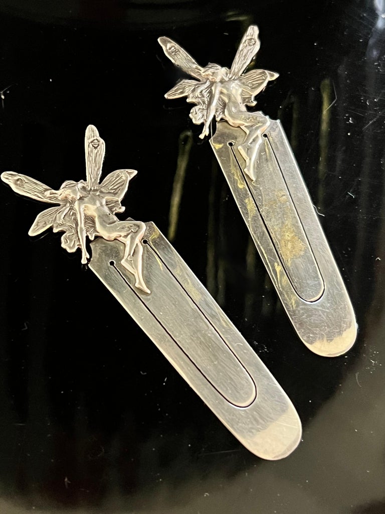 Pair of Sterling Silver Bookmarks with Fairy Motif For Sale at 1stDibs