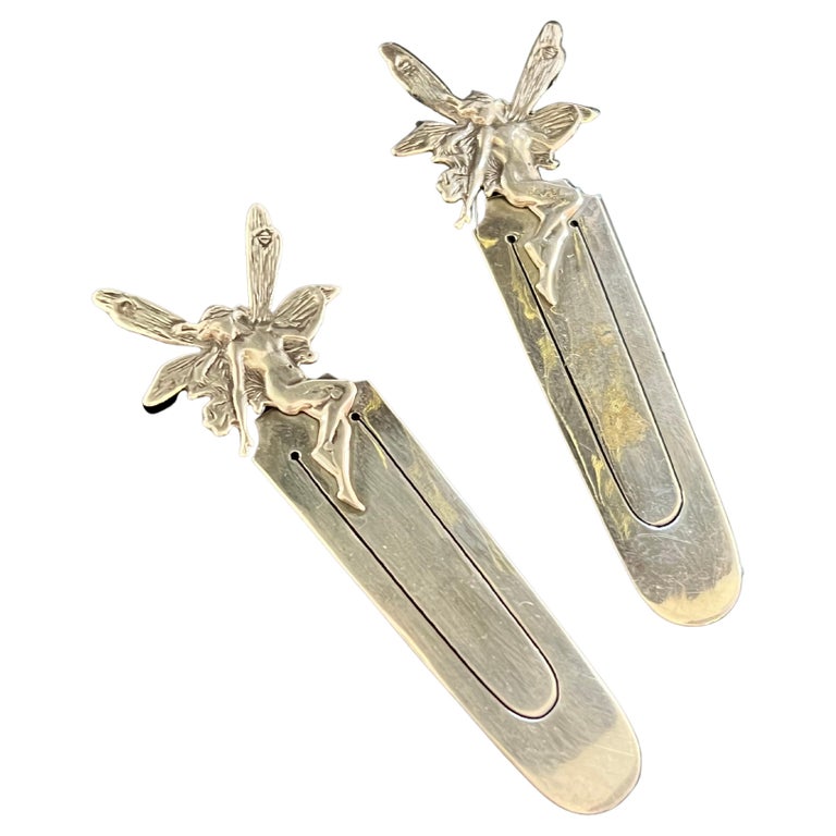 Pair of Sterling Silver Bookmarks with Fairy Motif For Sale at 1stDibs