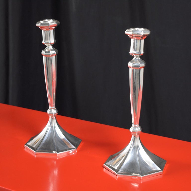 Pair of Sterling Silver Candle Holders For Sale at 1stDibs