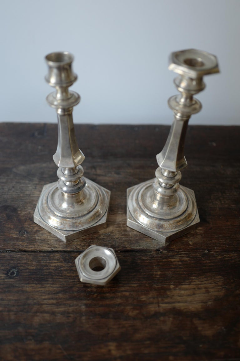 Pair of Sterling Silver Candlesticks French 19th Century For Sale at ...