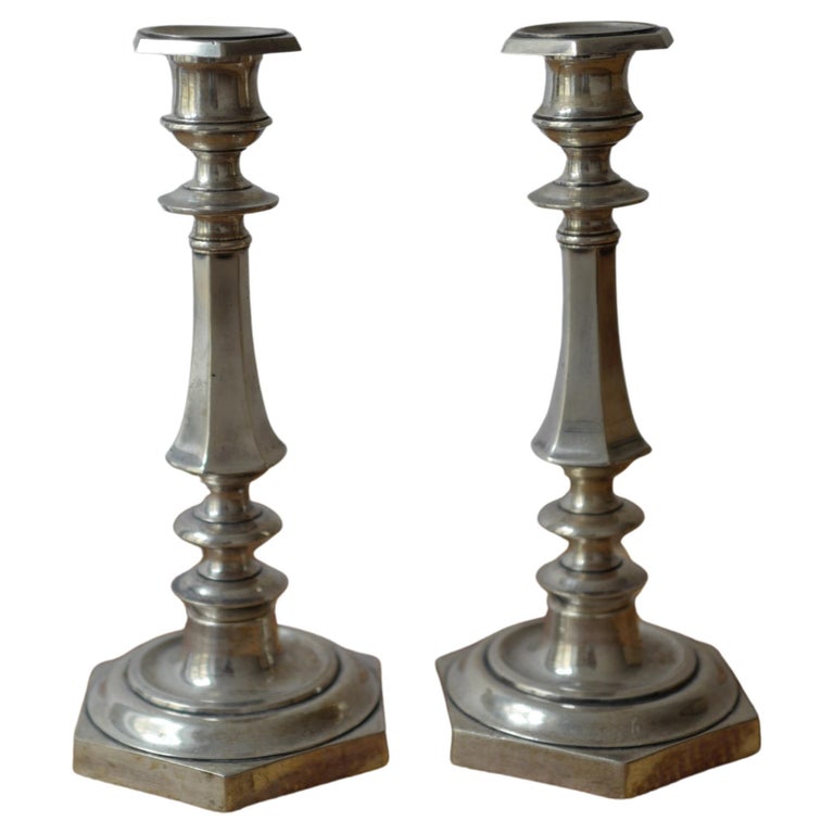 Pair of Sterling Silver Candlesticks French 19th Century For Sale at ...