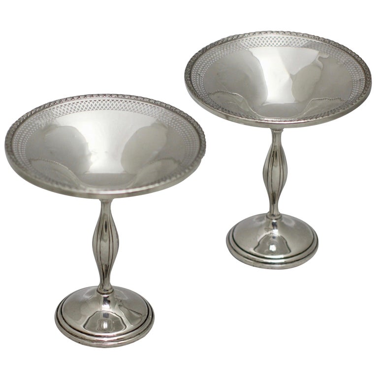 Pair of Sterling Silver Compotes For Sale at 1stDibs