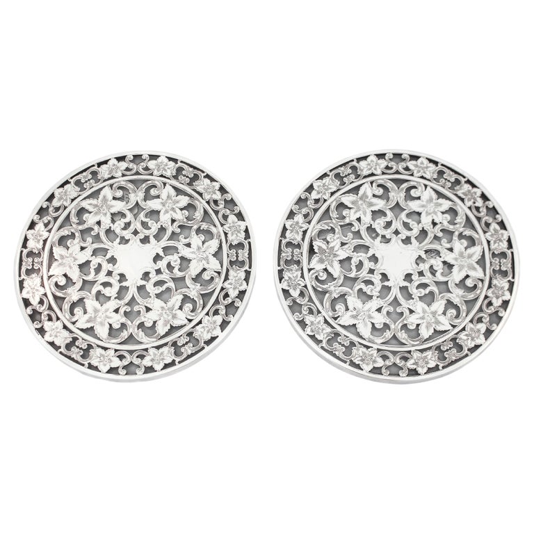 Pair of Sterling Silver Trivets For Sale at 1stDibs