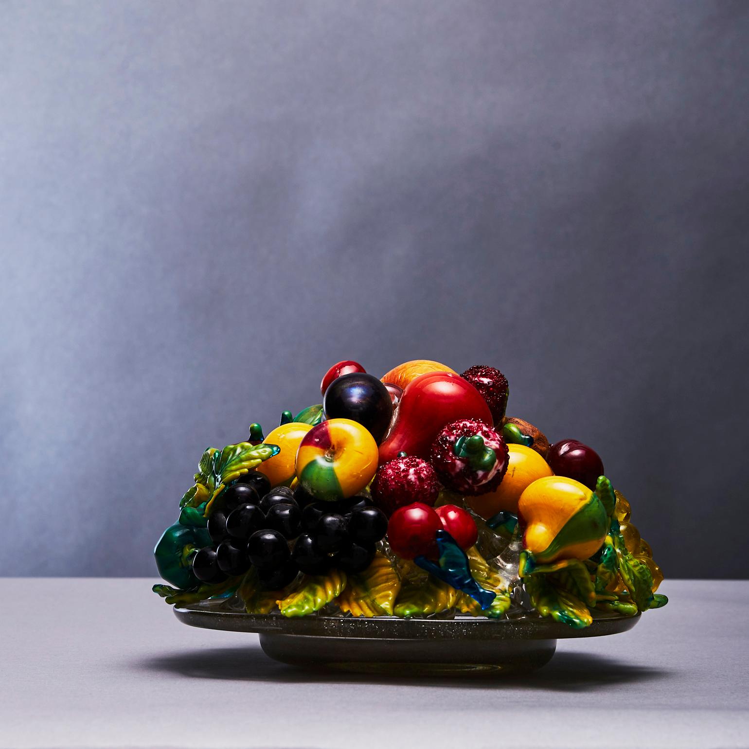 Pair of Still Life Fruit Bowls Blown Murano Glass by Aristi Barovier ...