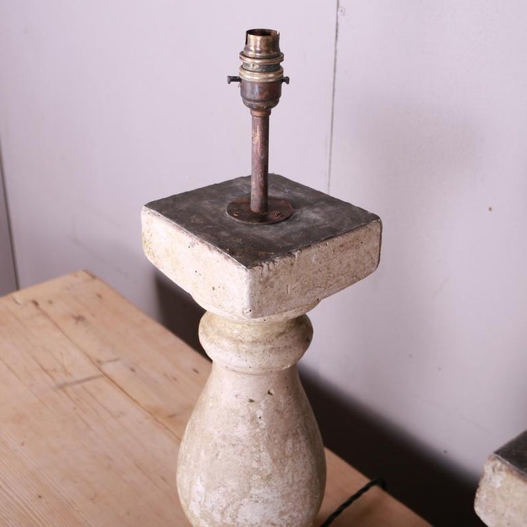 Pair of Stone Balustrade Table Lamps For Sale at 1stDibs