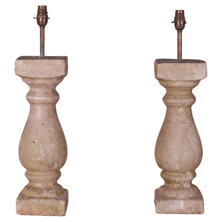 Pair of Stone Balustrade Table Lamps For Sale at 1stDibs