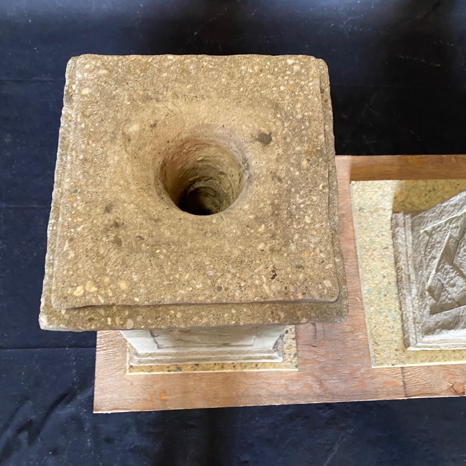 Pair of Stone Garden Sculptures Angels on Bases with Flowers and Fruit ...