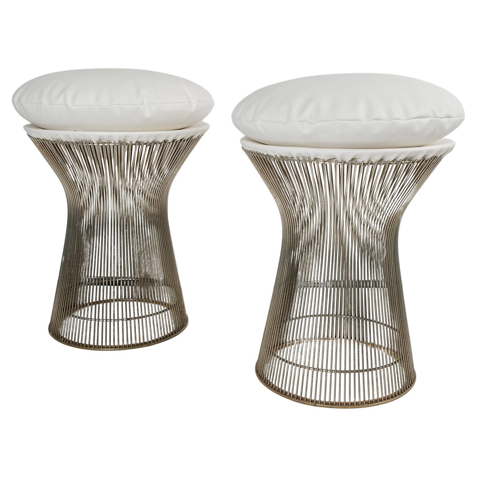 Pair of Vintage Warren Platner Style Wire-Frame Chrome Bar Stools at ...