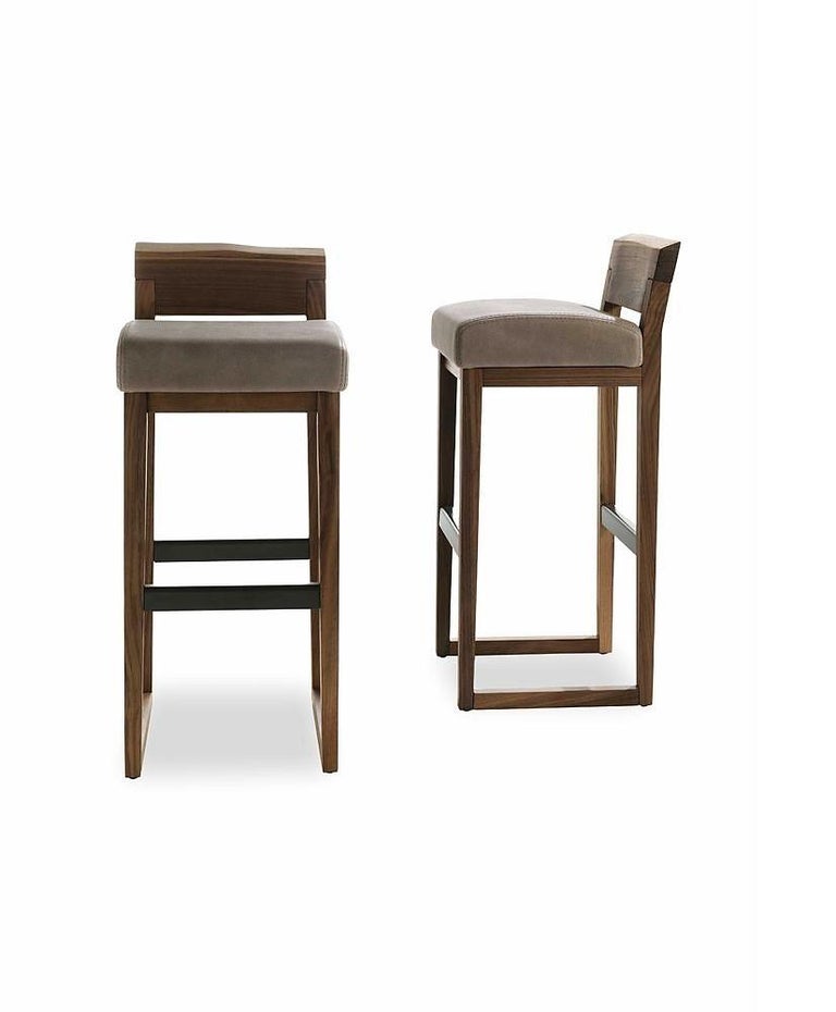 Pair of Stools Made from Solid American Walnut with Padded Seat in ...