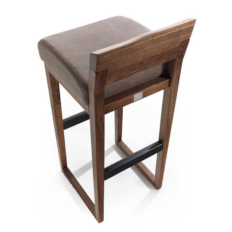 Pair of Stools Made from Solid American Walnut with Padded Seat in ...