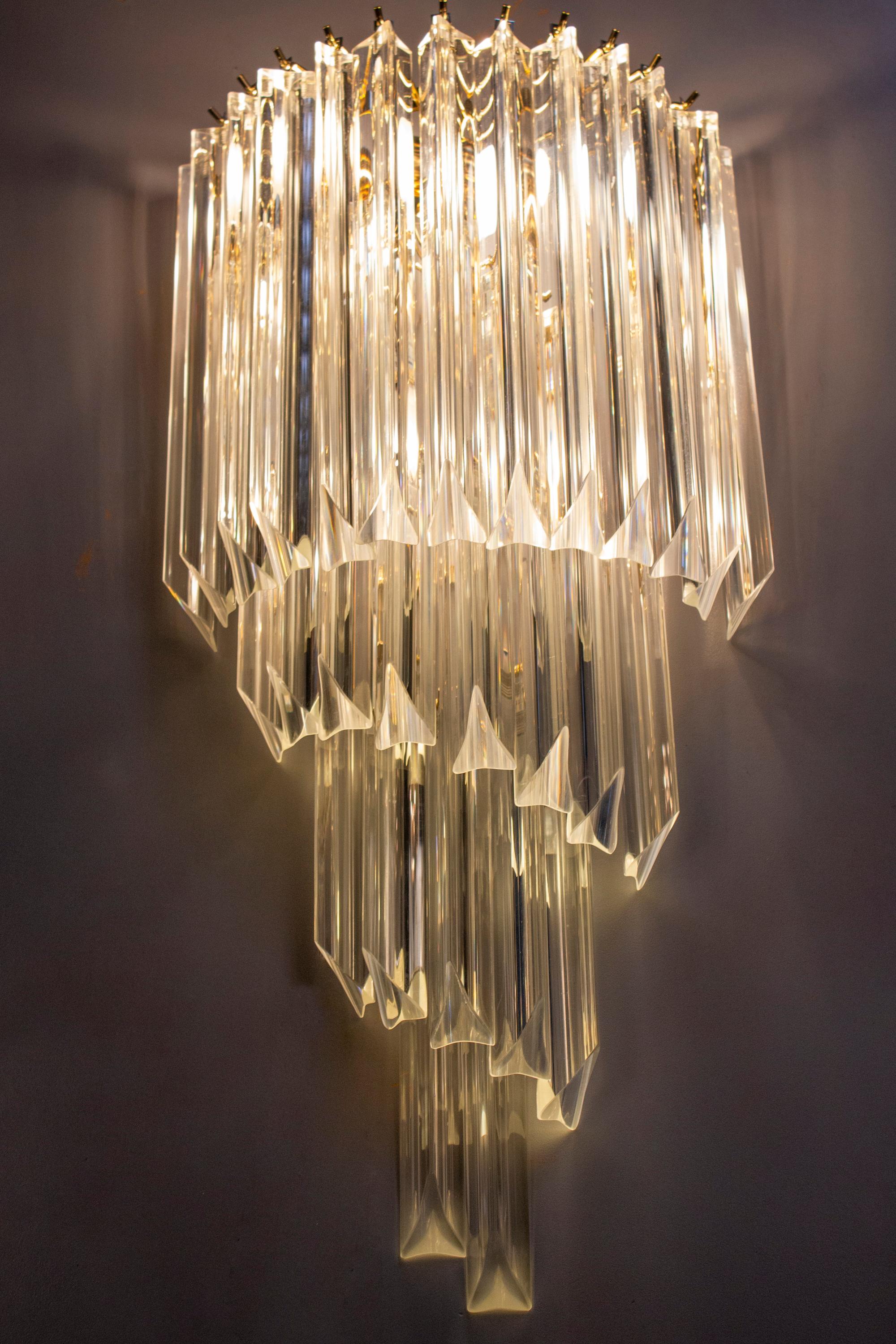 Pair of Striking Crystal Prism Wall Sconces, 1980 For Sale at 1stDibs