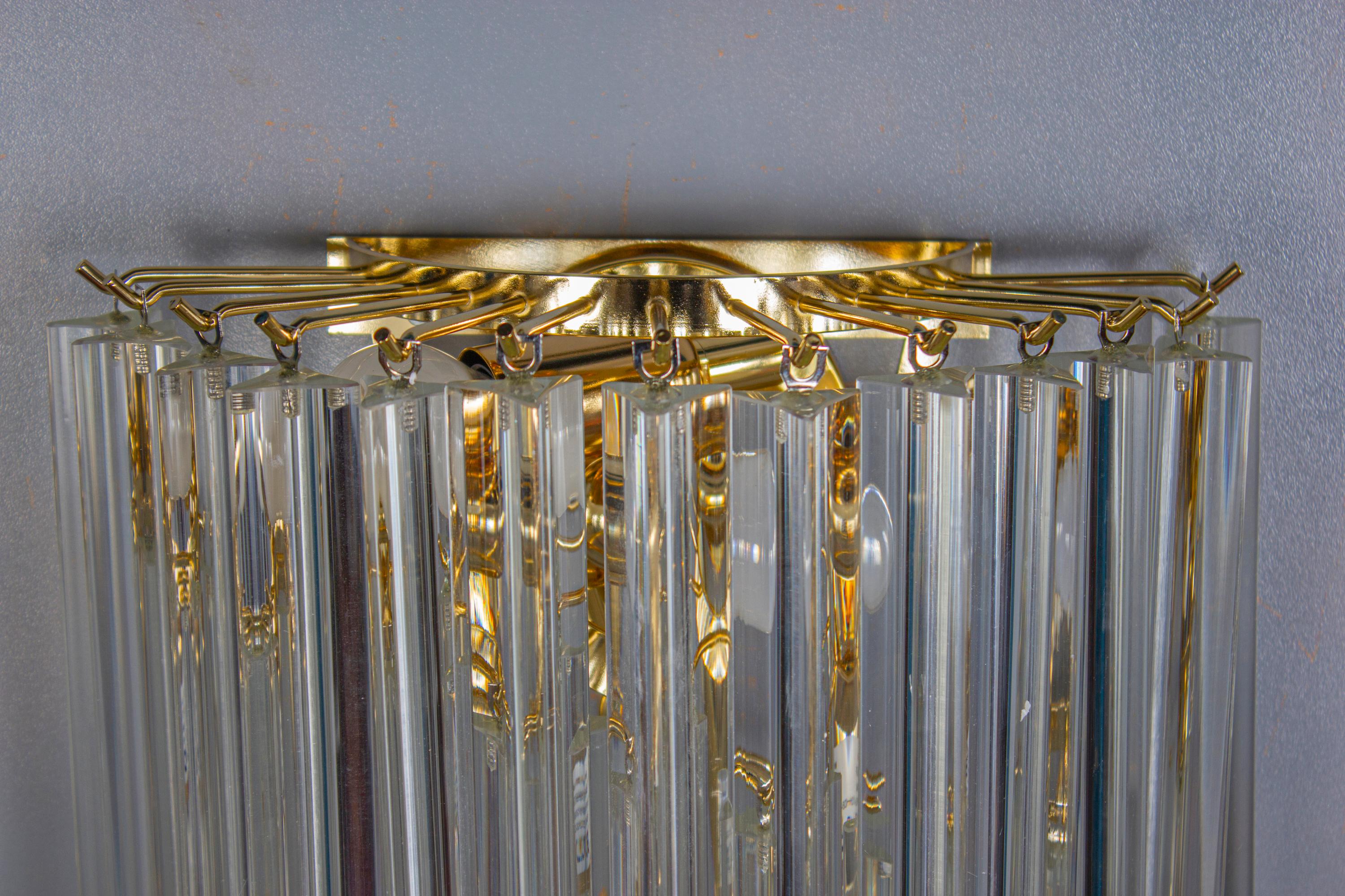 Pair of Striking Crystal Prism Wall Sconces, 1980 For Sale at 1stDibs