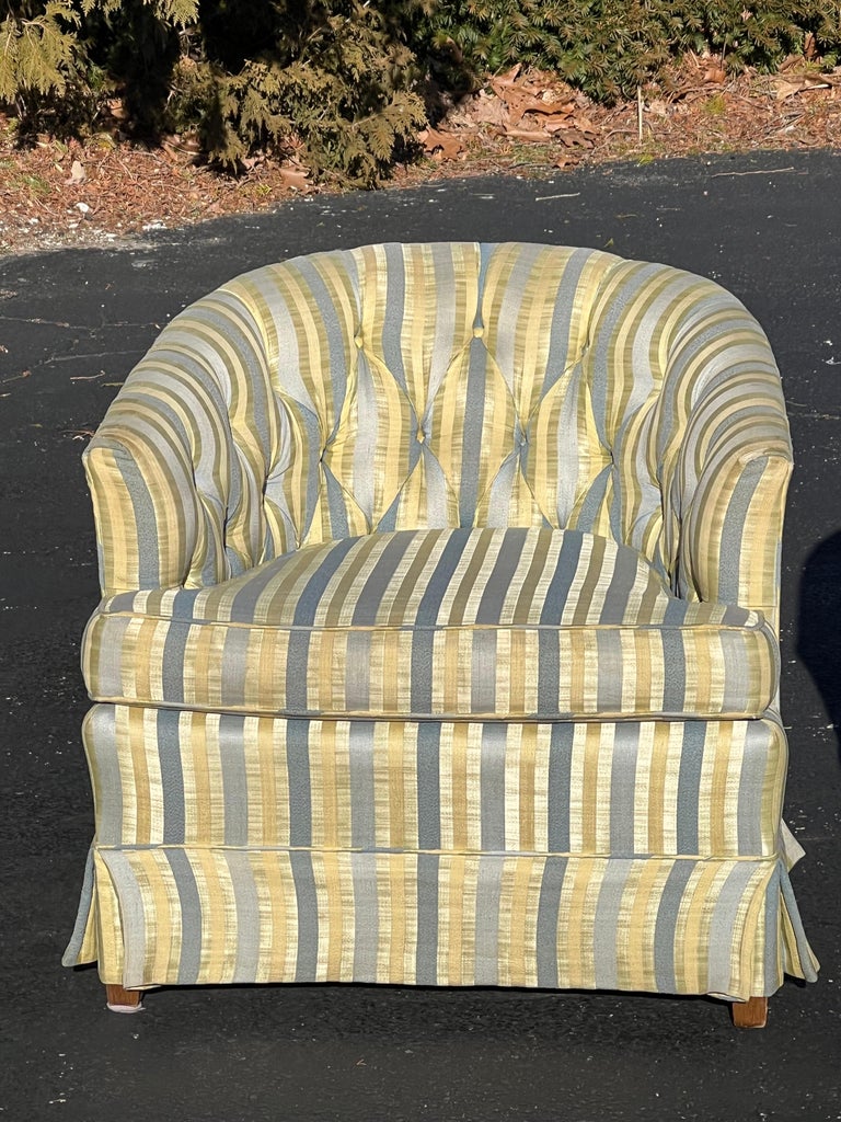 Pair of Striped Cube Club Chairs For Sale at 1stDibs