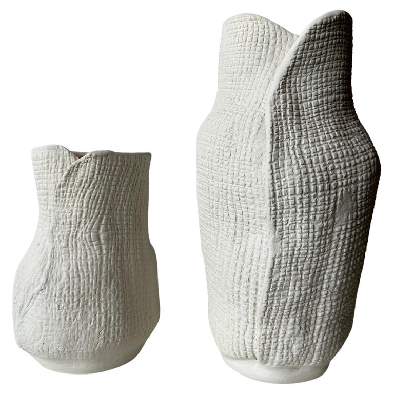 Pair of Struttura Ceramic Textured Vases by Cym Warkov For Sale at 1stDibs