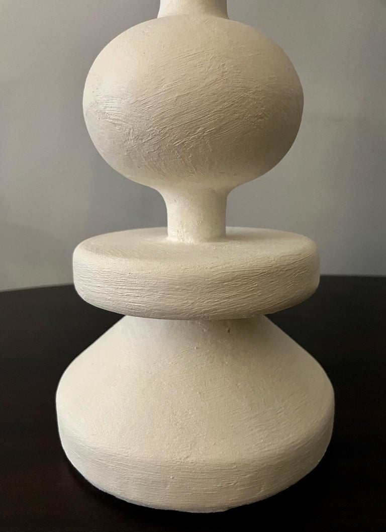 Pair of Stuccoed Plaster Table Lamps, Model " TOTEM" For Sale at 1stDibs