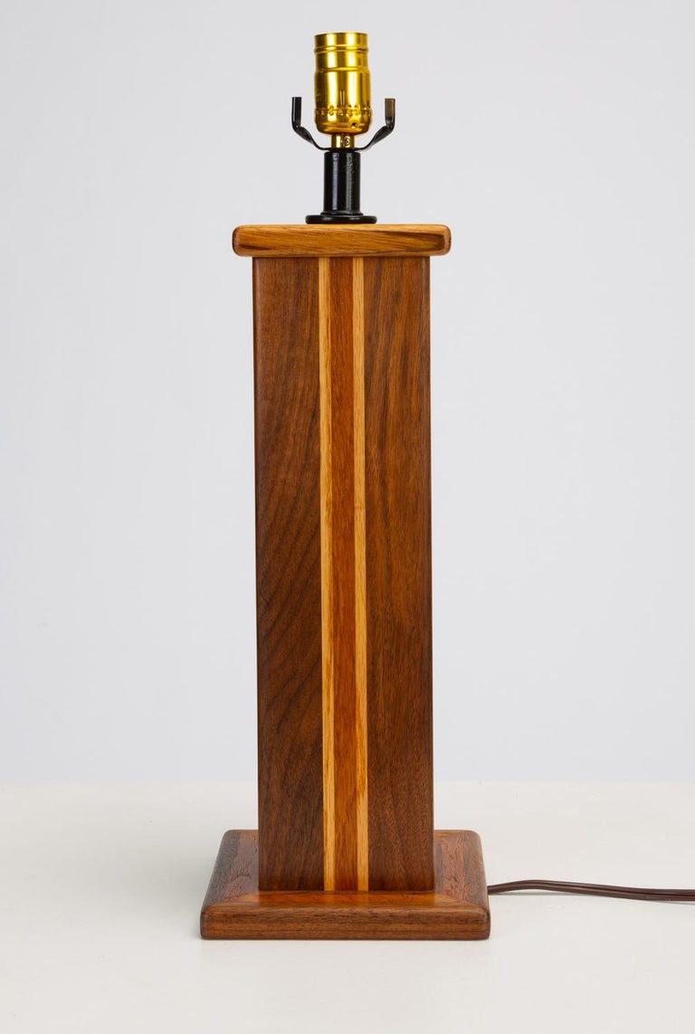 Pair of Studio Craft Lamps in Mixed Woods at 1stDibs