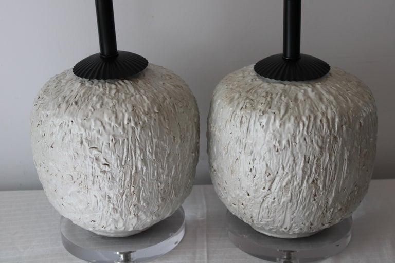 Pair of Studio Made Ceramic Lamps For Sale at 1stDibs
