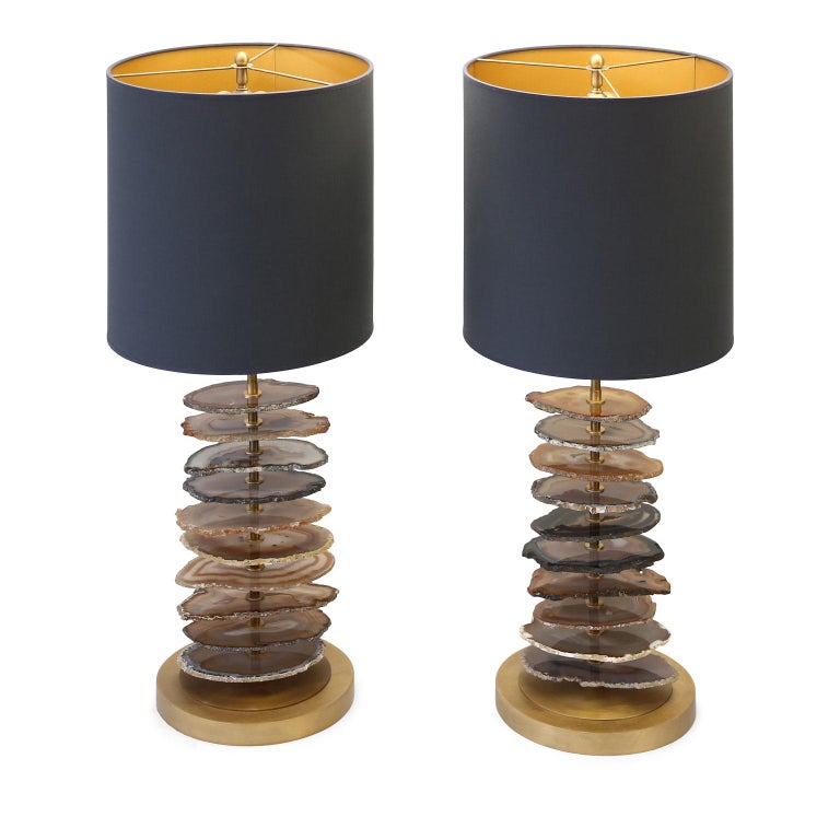 Pair of Stunning Custom Agate Lamps at 1stDibs